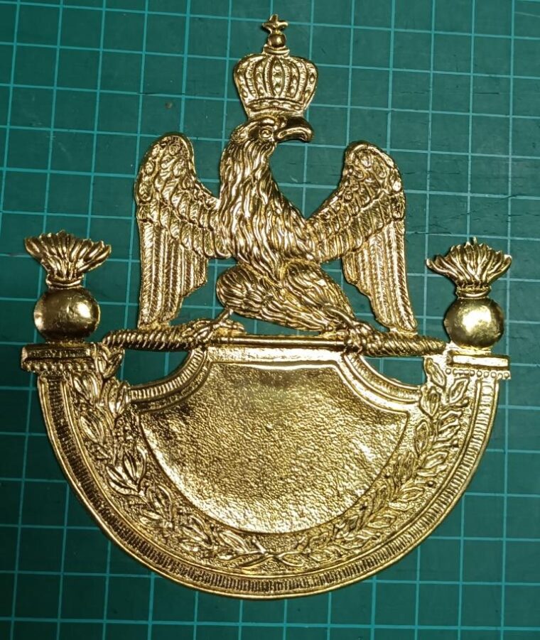 French 1812 Grenadier Shako Plate pressed brass - Corps Sutler