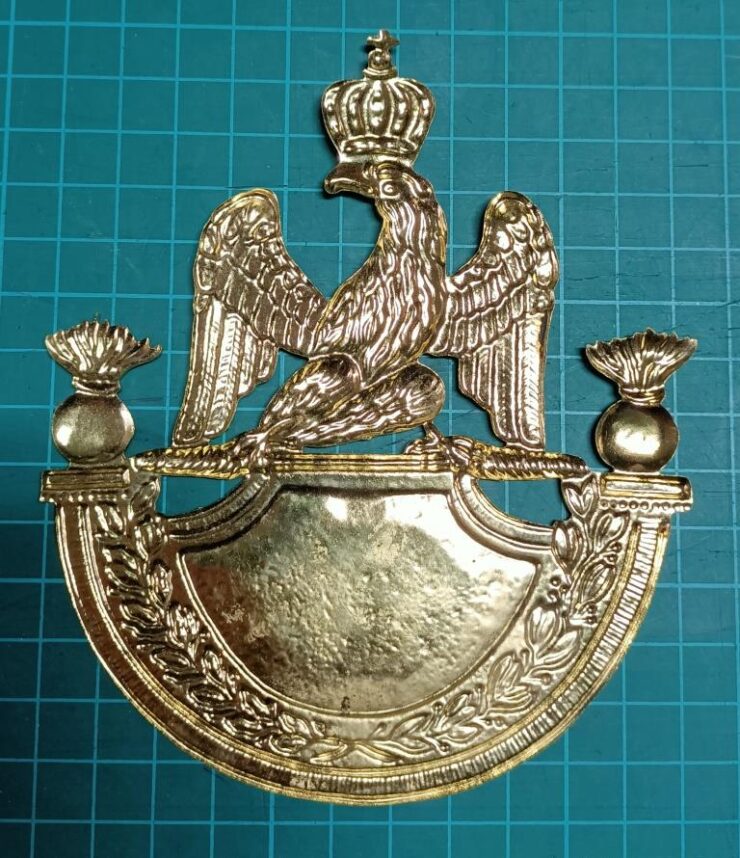 French 1812 Grenadier Shako Plate pressed brass - Corps Sutler