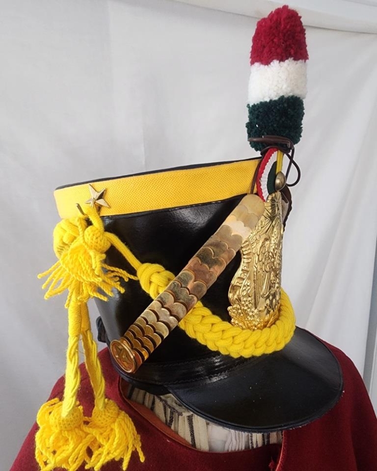 Mexican Infantry \ Artillery leather Shako complete - Corps Sutler
