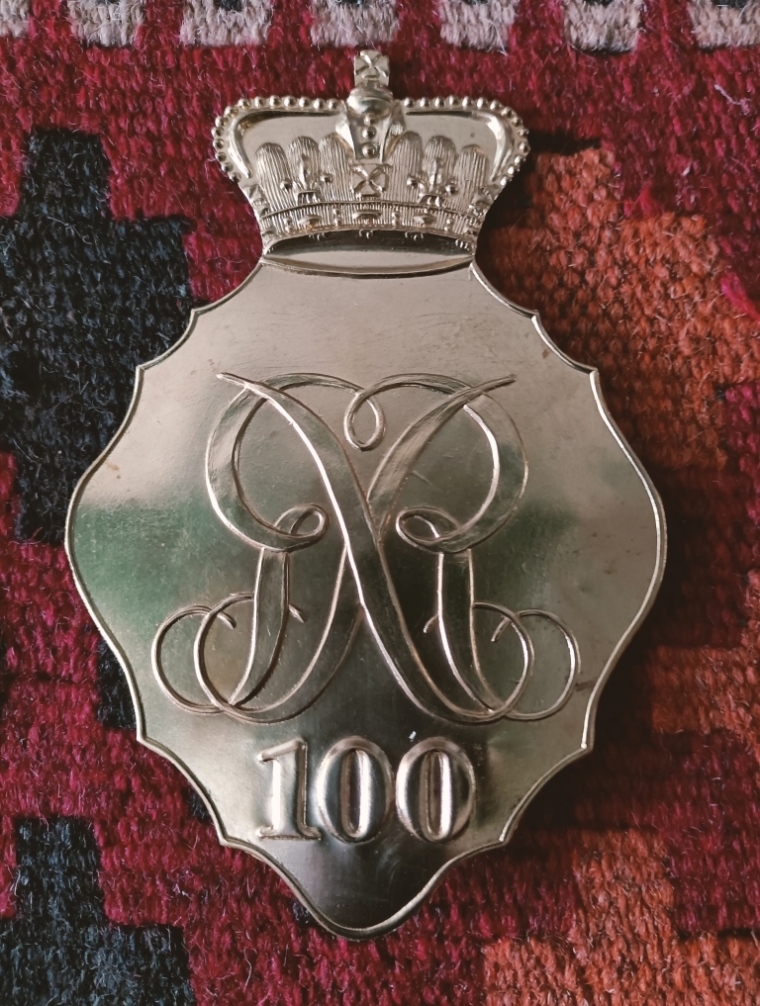 100th Regiment of Foot 1812 British Belgic Shako Plate brass - Corps Sutler